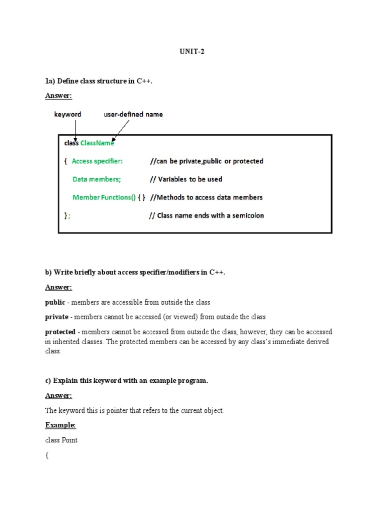 Cpp Unit 2 Edited Pdf Pointer Computer Programming Class Computer Programming 2231