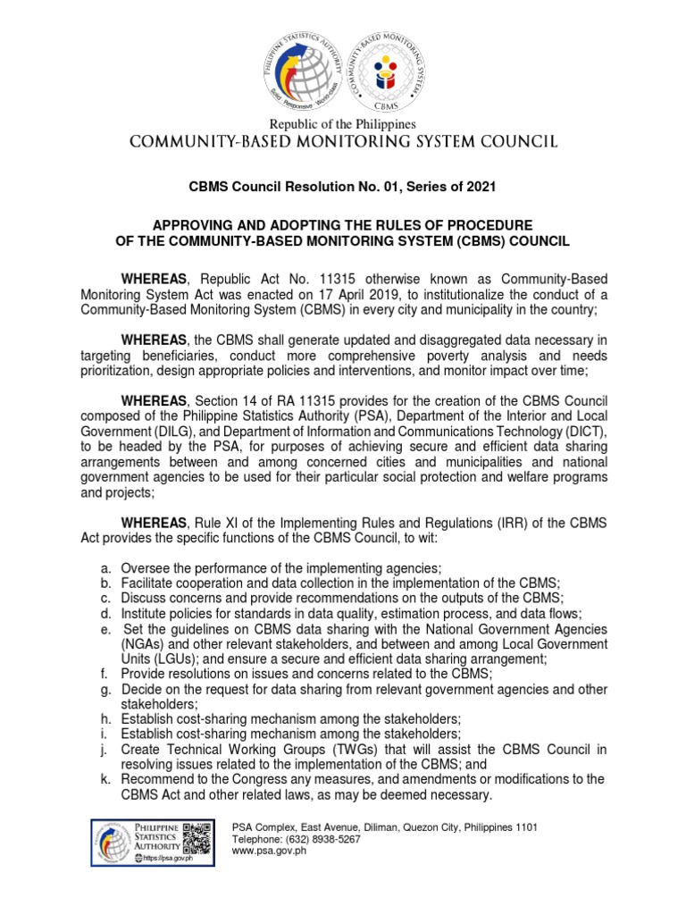 CBMS Council Resolution No 01 Series of 2021 | PDF | Governance ...