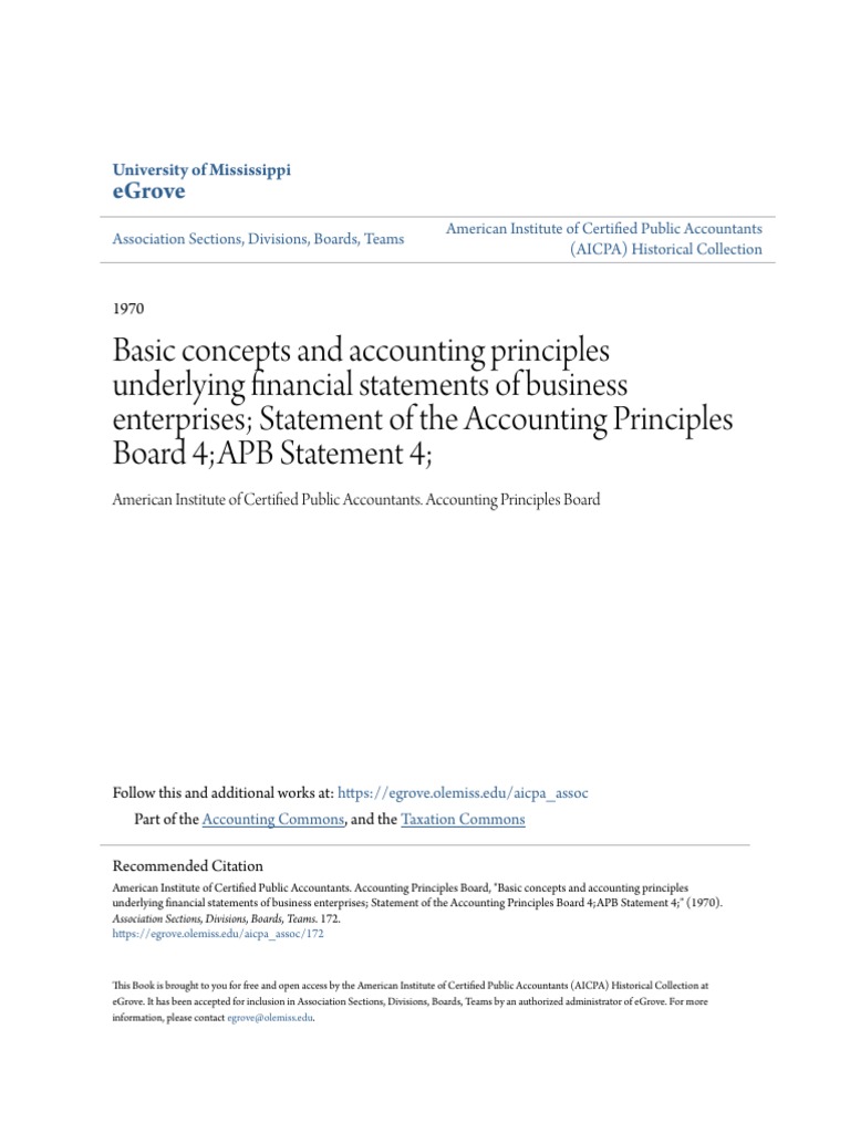 Basic Concepts and Accounting Principles Underlying Financial Sta | PDF ...