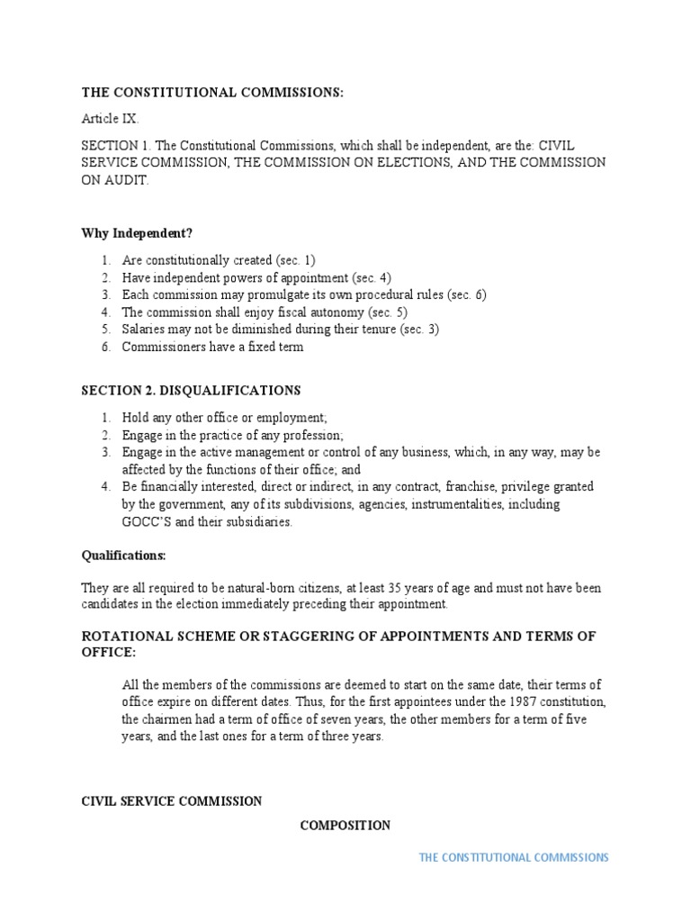 Overview of Constitutional Commissions | PDF | Impeachment | Commission ...