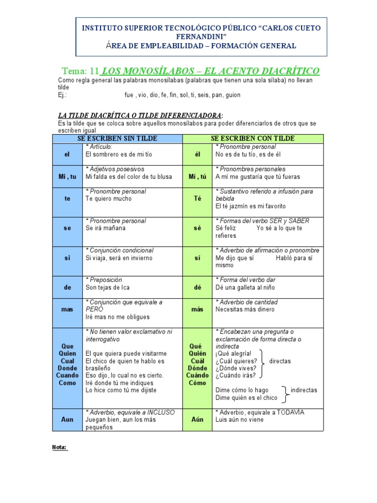 Tema 11 Acentuación Diacrítica | PDF | Tipología Lingüística | Lingüística