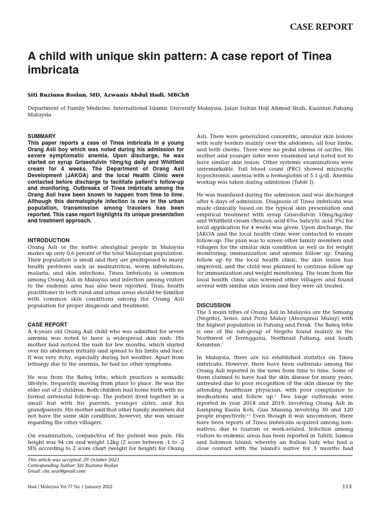 Tinea Imbricata | PDF | Clinical Medicine | Medical Specialties