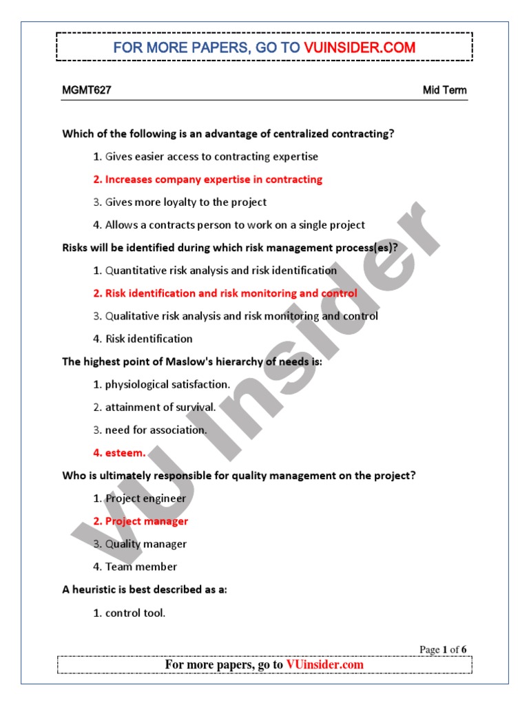MGMT627 Mid Term Past Paper 1 | PDF MGMT627 Mid Term Past Paper 1 | PDF