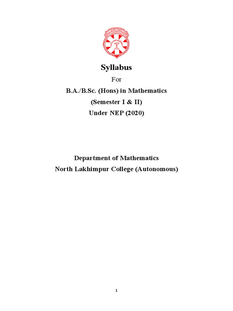 Syllabus_NEP_Mathematics_deptt-2 | PDF | Group (Mathematics) | Limit ...