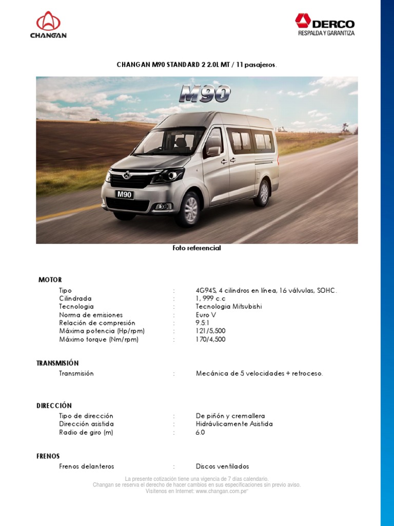 Changan M90: Minivan 11 Pasajeros 2024 | PDF | Coche | Carros deportivos