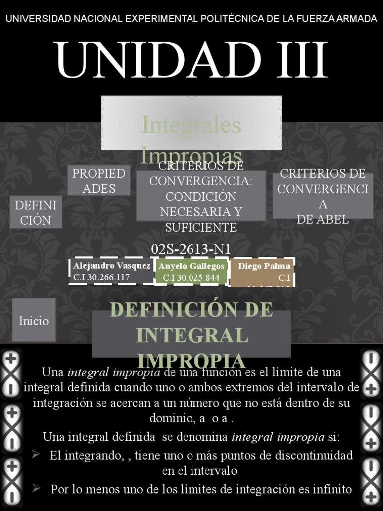 UNIDAD III INtEGRALES IMPROPIAS MAtHS | PDF | Integral | Límite (Matemáticas)