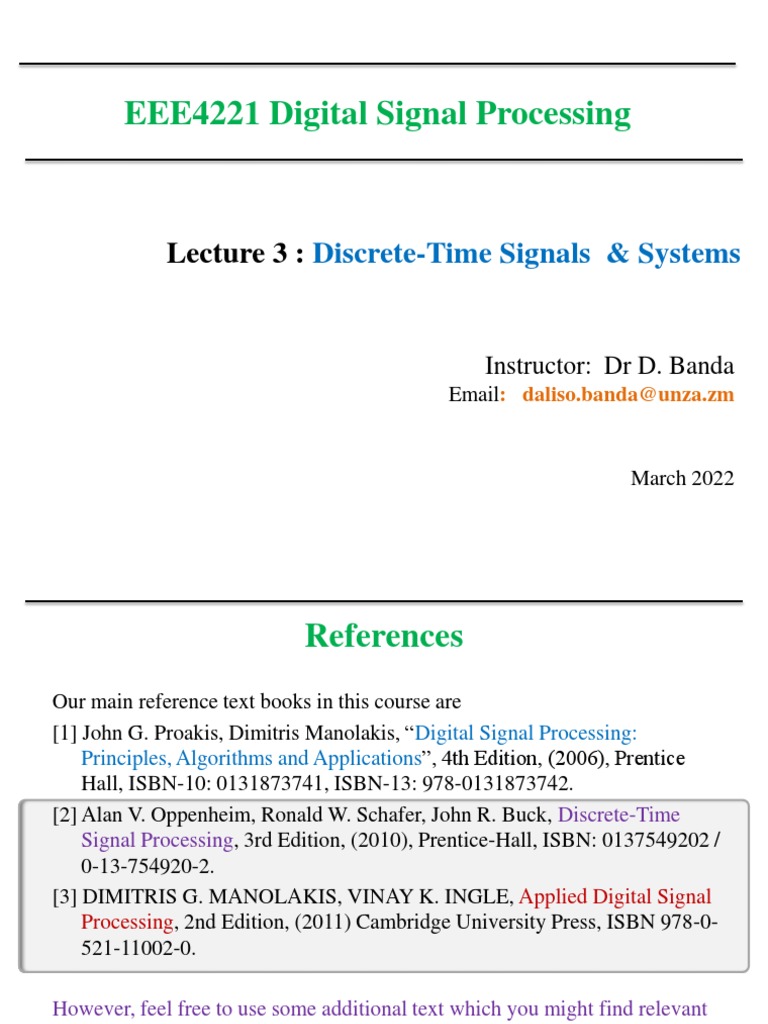 EEE4221 DSP Lecture 3 | PDF | Discrete Time And Continuous Time | Digital Signal Processing