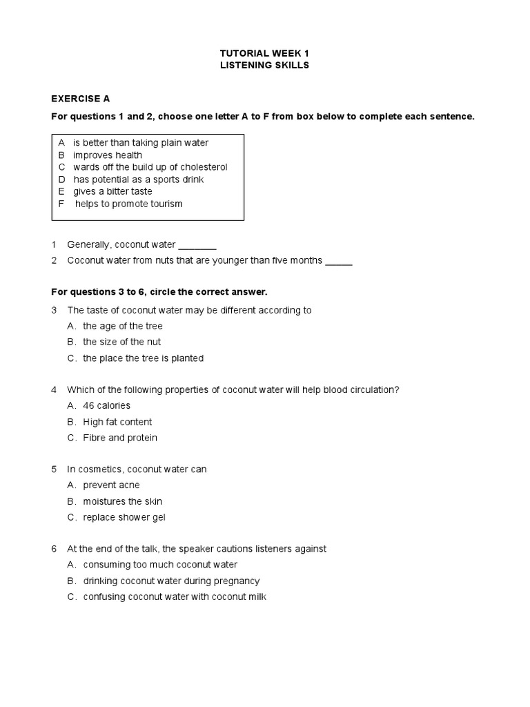 Tutorial Week 1 | PDF | Coconut | Turtle