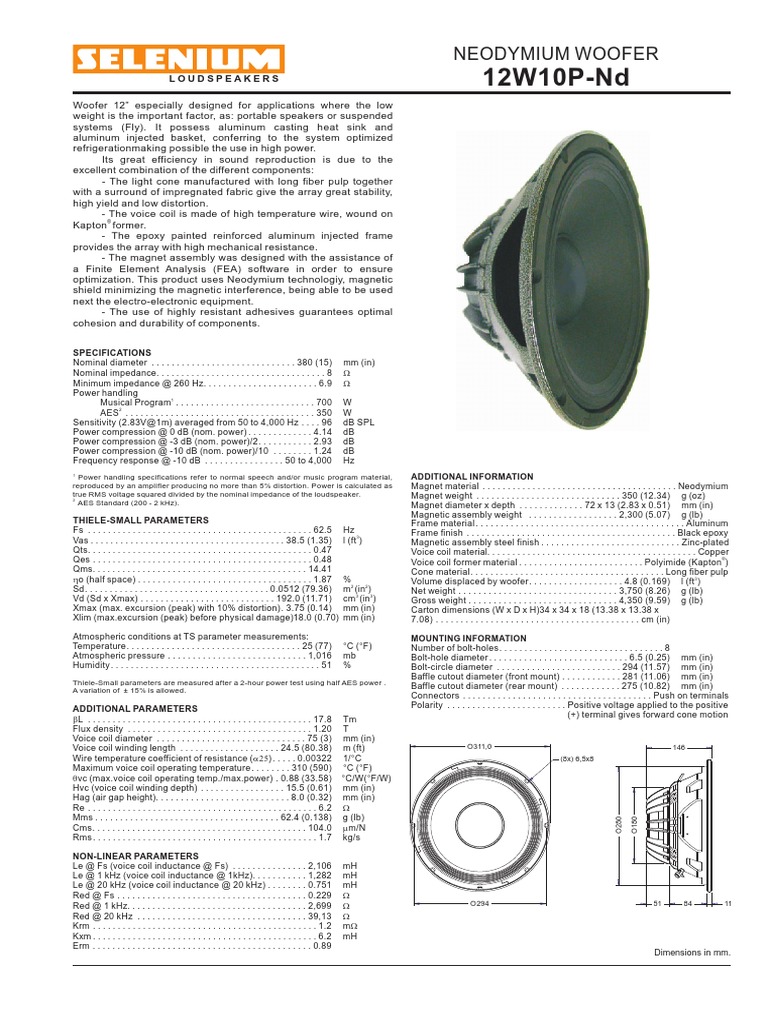 12W10P | PDF | Loudspeaker | Computer Engineering