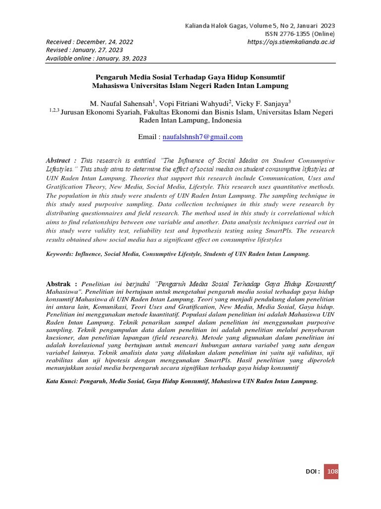 Pengaruh Media Sosial Terhadap Gaya Hidup Konsumtif | PDF