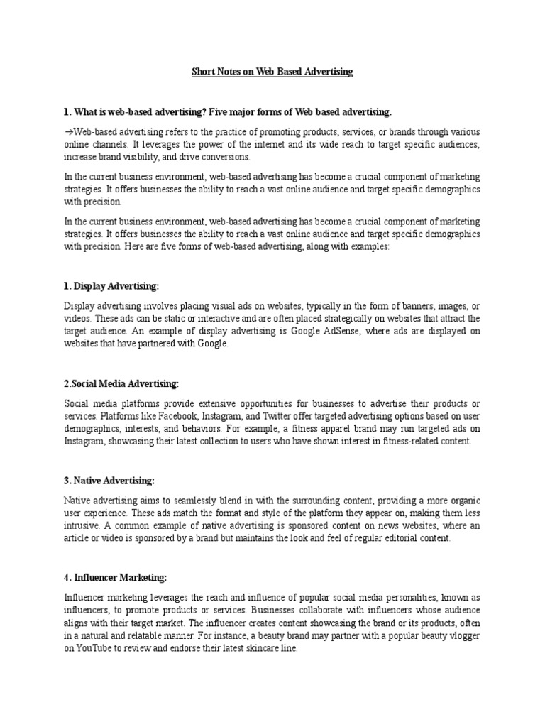 Notes On Web Based Advertising | PDF | Adobe Flash | Web Design