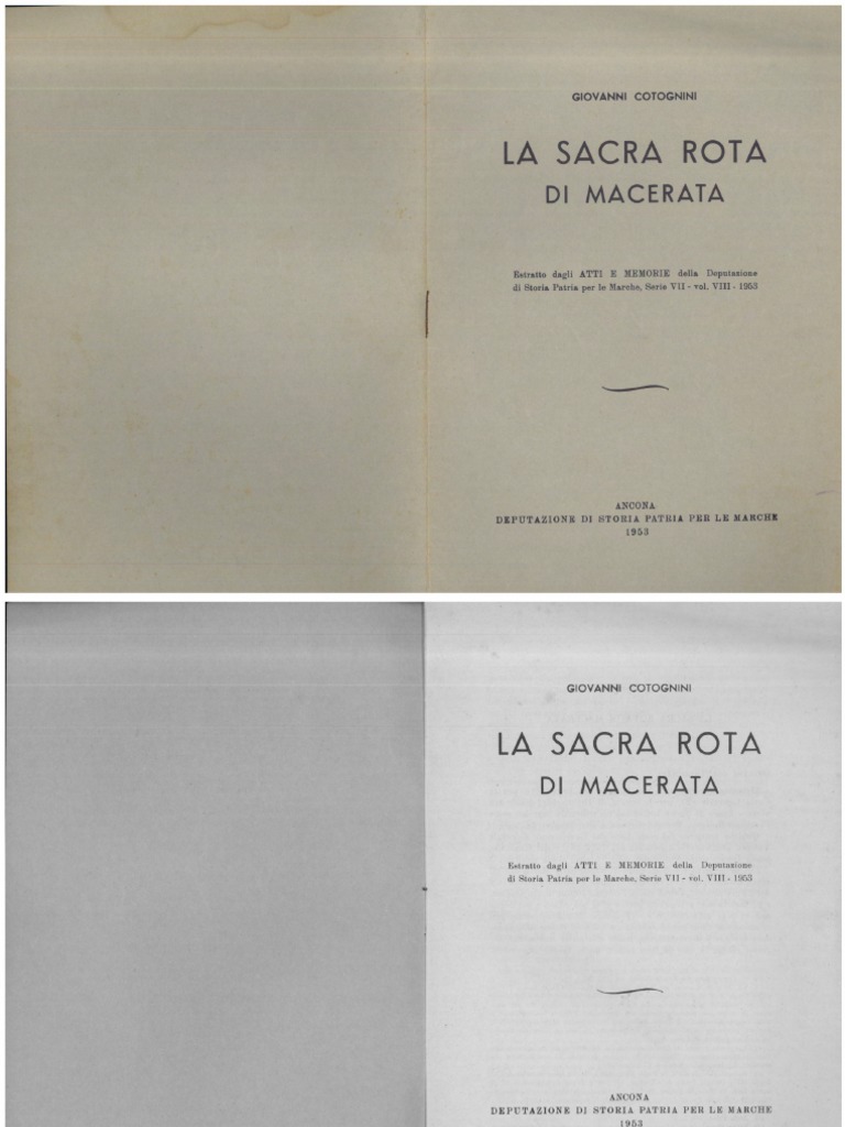La Sacra Rota Di Macerata G. Cotognini | PDF