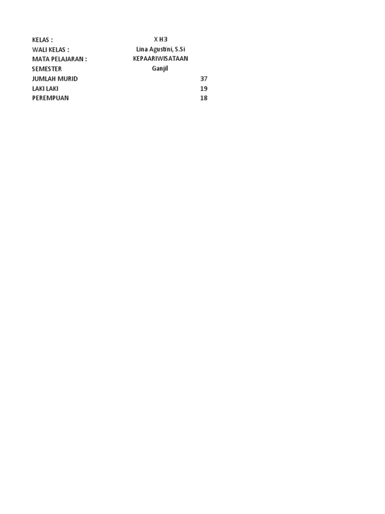 Absensi Mahasiswa Kelas X H3 | PDF