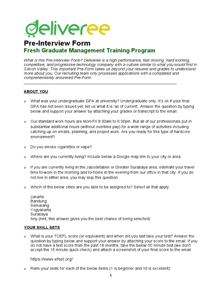 Pre-Interview Fresh Graduate Management Training Program | PDF | Computing