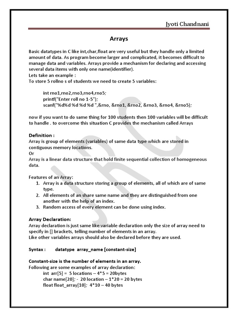 C Functions And Arrays Pdf Parameter Computer Programming Scope Computer Science 5306