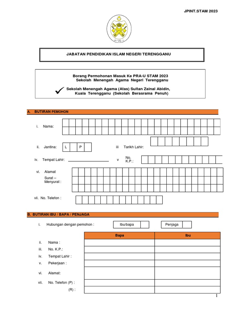 borang stam smaasza 2023 (1) | PDF