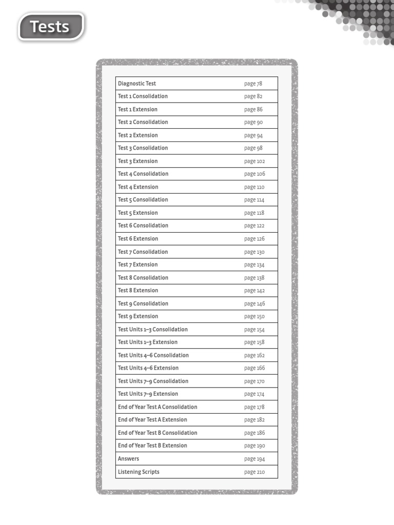 Achievers A2 - Tests (Unit Unit 1-3, 4-6, 7-9 End of Year) | PDF