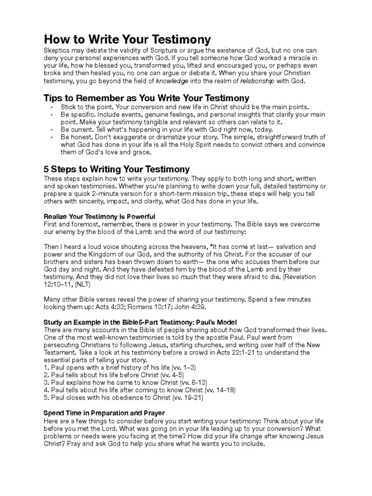 Writing Your Christian Testimony Guide | PDF | Paul The Apostle | Jesus