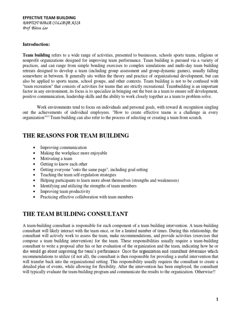 Team Building | PDF | Team Building | Motivational