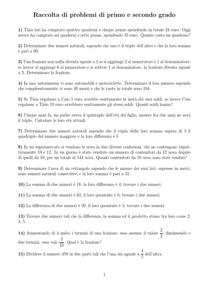 494 Problemi Primo Secondo Grado | PDF