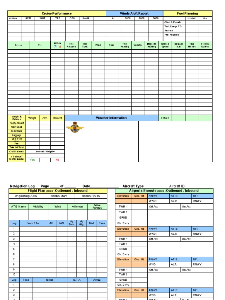 VFR Nav Log | Download Free PDF | Aircraft | Aviation
