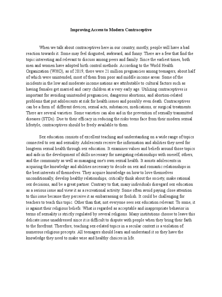 English Argumentative Essay Download Free Pdf Birth Control Sex