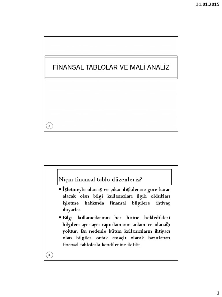 SMMM Staj Baslatma Sinavi Hazirlik Ders Notu Finansal Tablolar Analizi | PDF