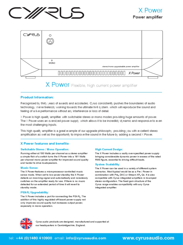 CYRUS PIG X Power | PDF | Amplifier | Loudspeaker