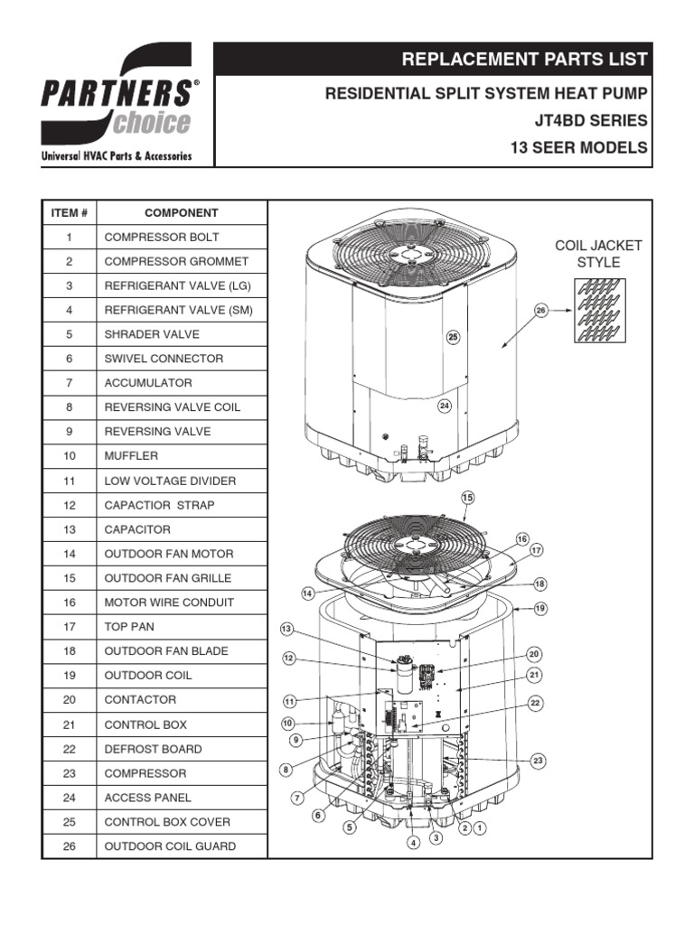 Nordyne JT4BD-048K AC HVAC Heat Pump Parts List | Download Free PDF | Heat Pump | Electric Power