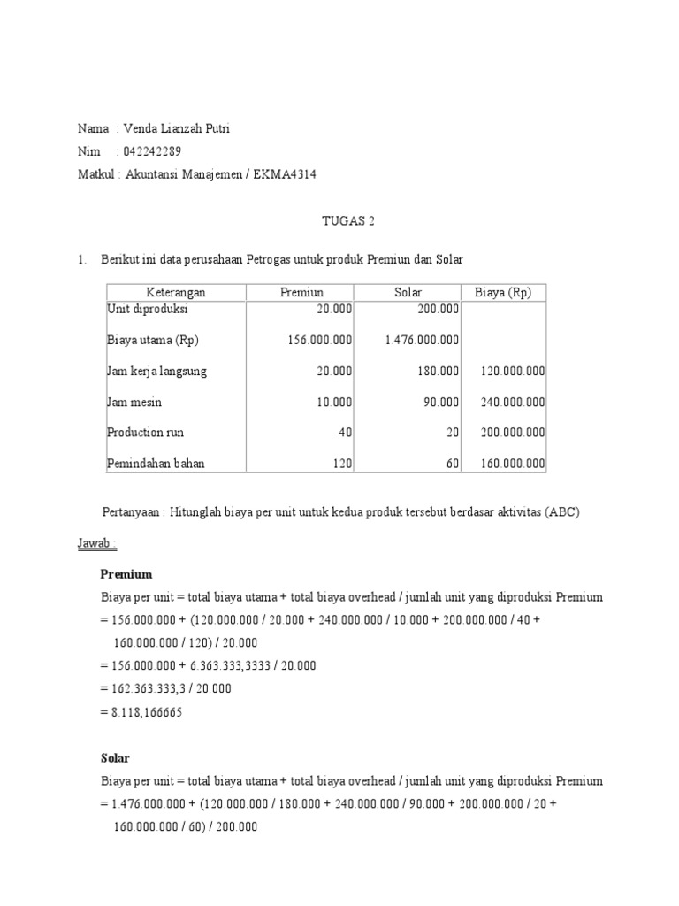 Biaya Per Unit dan BEP Produk Akuntansi | PDF