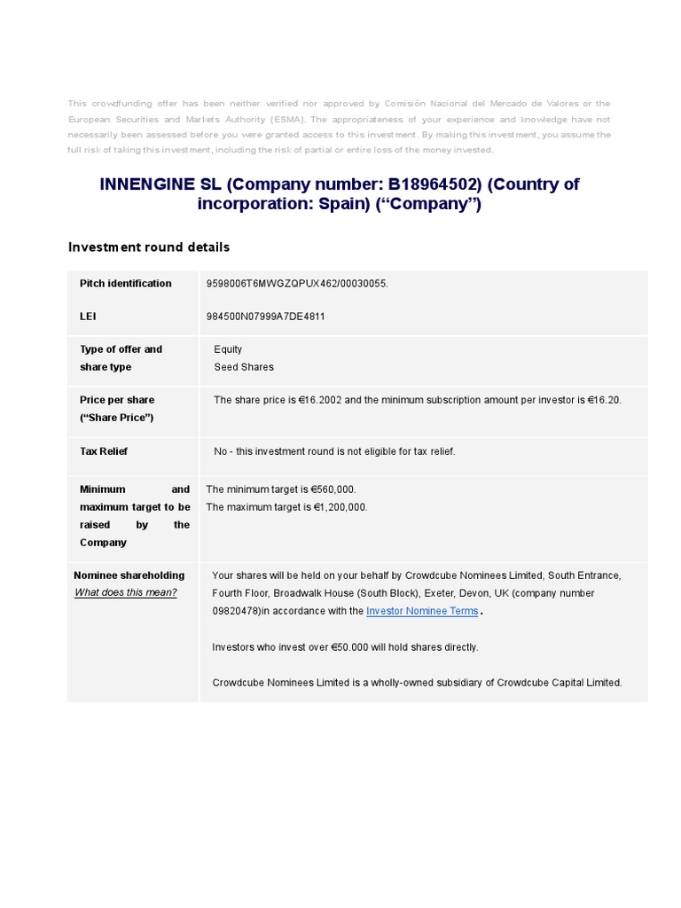 Innengine Innengine Eu Ski Annexes 1 | PDF | Investing | Risk
