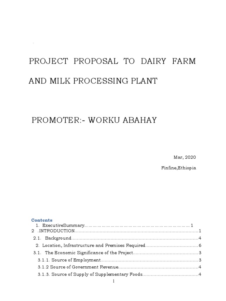 Project Proposal To Dairy Farm and Milk Processing Plant | PDF | Milk ...