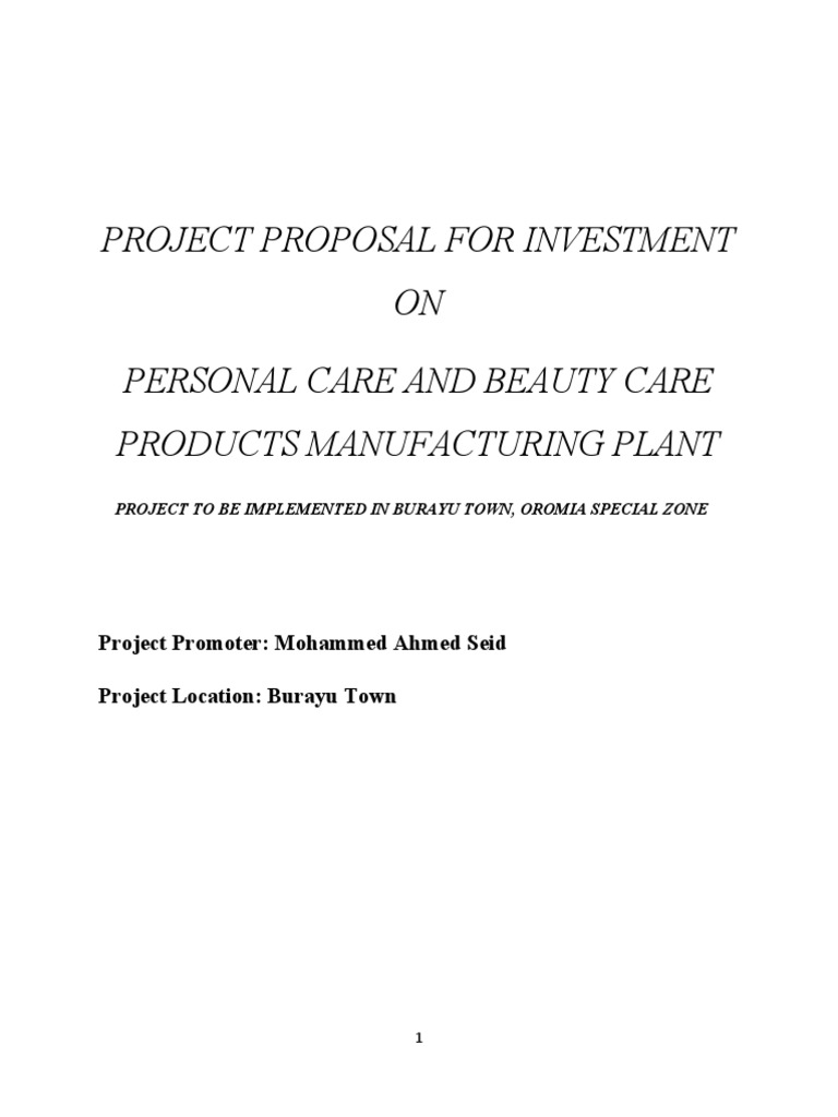 Personal Care Products Project Proposal | PDF | Depreciation | Cosmetics