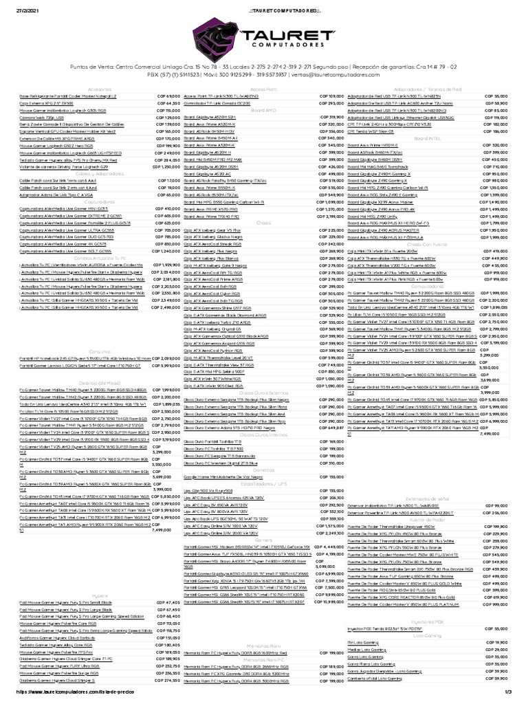 Tauret Computadores | PDF | Product Introductions | Computer Architecture