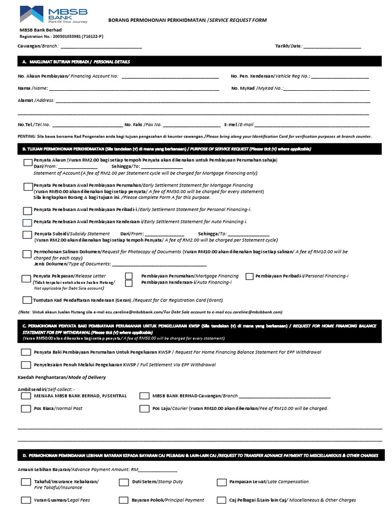 Service Request Form (SRF) | PDF