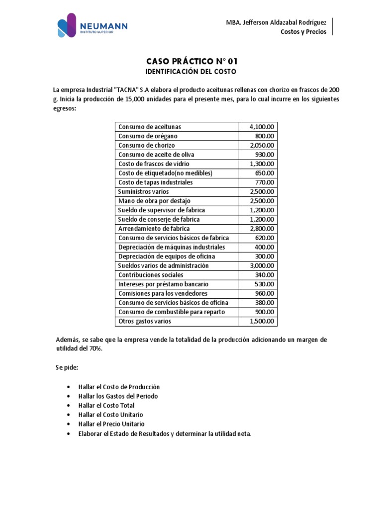 Sesion 03 - Caso Practico #01 Identificación Del Costo | PDF | Negocios económicos | Business