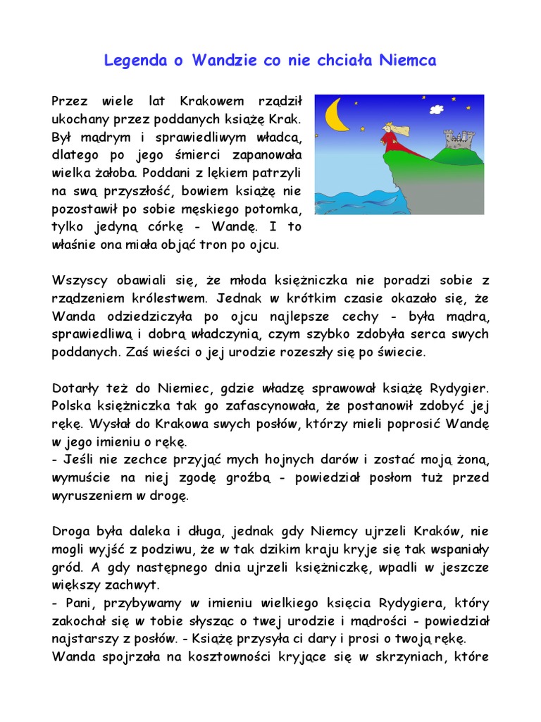 Legenda o Wandzie Co Nie Chciała Niemca | PDF