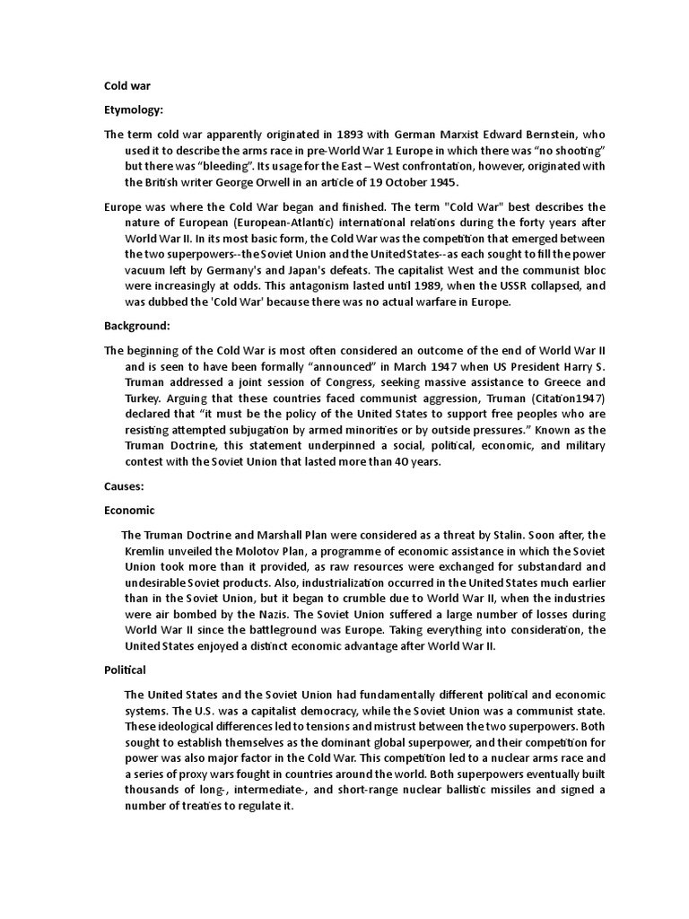 Cold War's Global Impact | PDF