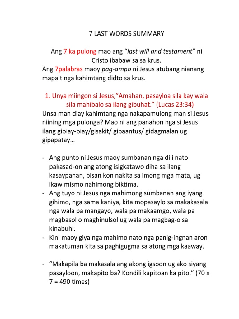 7 Last Words Summary | PDF