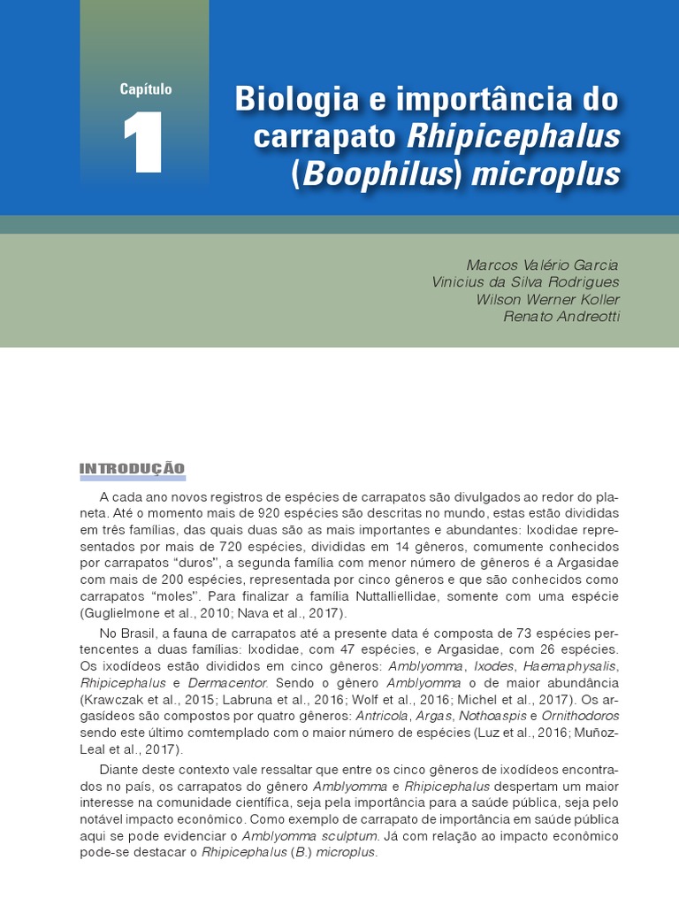 Biologia e Importância Do Carrapato Rhipicephalus (Boophilus) Microplus | PDF | Parasitismo | Gado