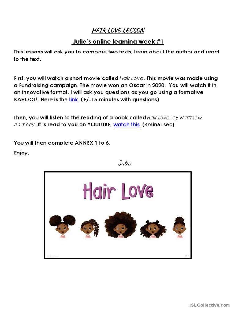 Hair Love: Movie & Book Lesson Plan | PDF | Language Arts & Discipline