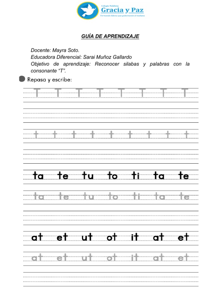 Guía Consonante T 2 | PDF