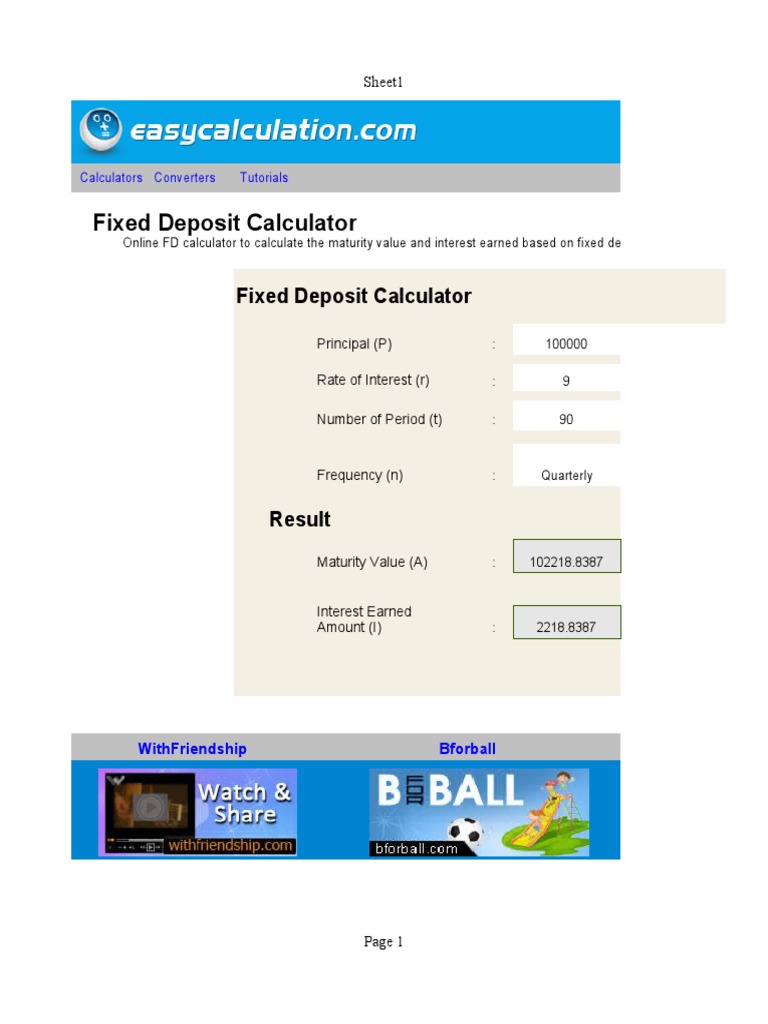Fixed Deposit Calculator | PDF