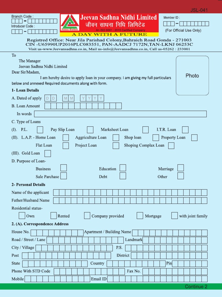 Loan Application Form Pdf