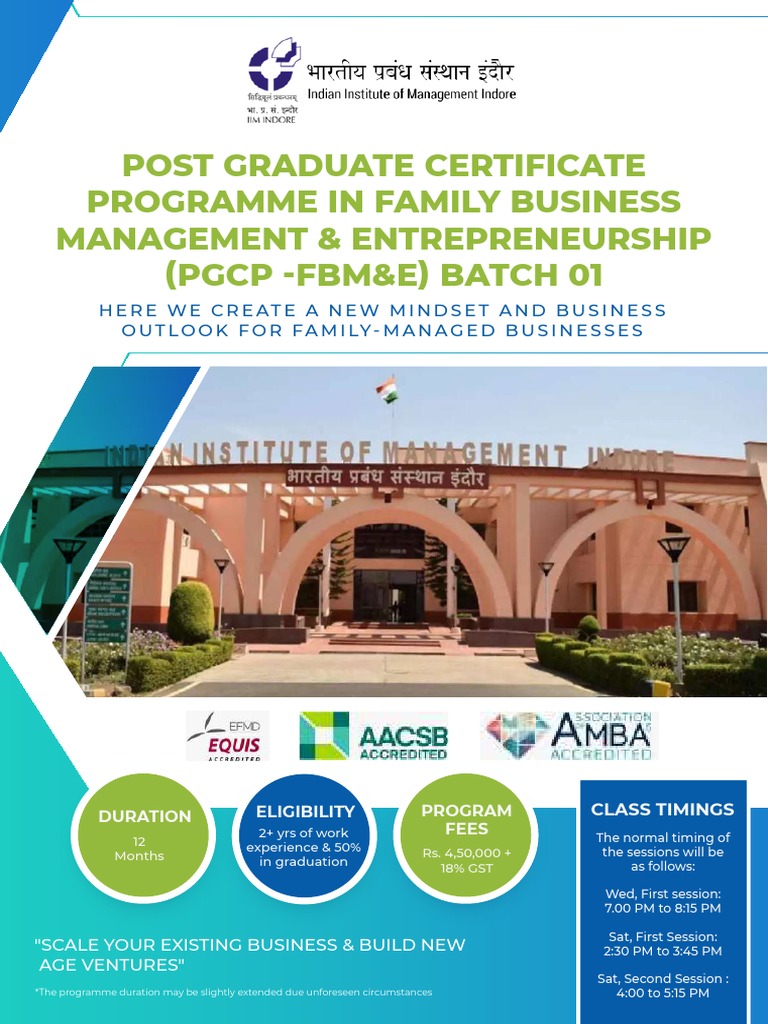 IIM Indore - Post Graduate Certificate Programme in Family Business ...