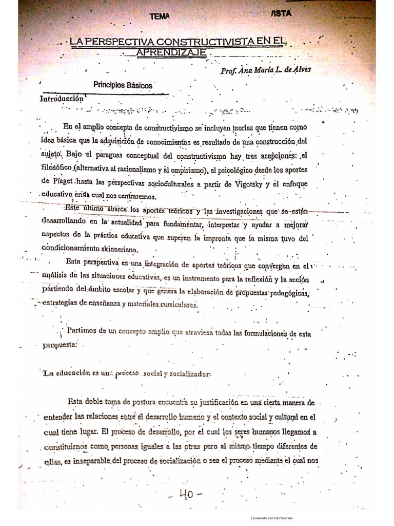 Alves. La Perspectiva Constructivista en El Aprendizaje | PDF