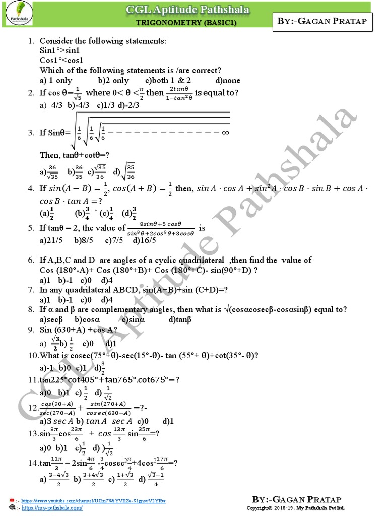 Trigonometry Hight and Distance | PDF