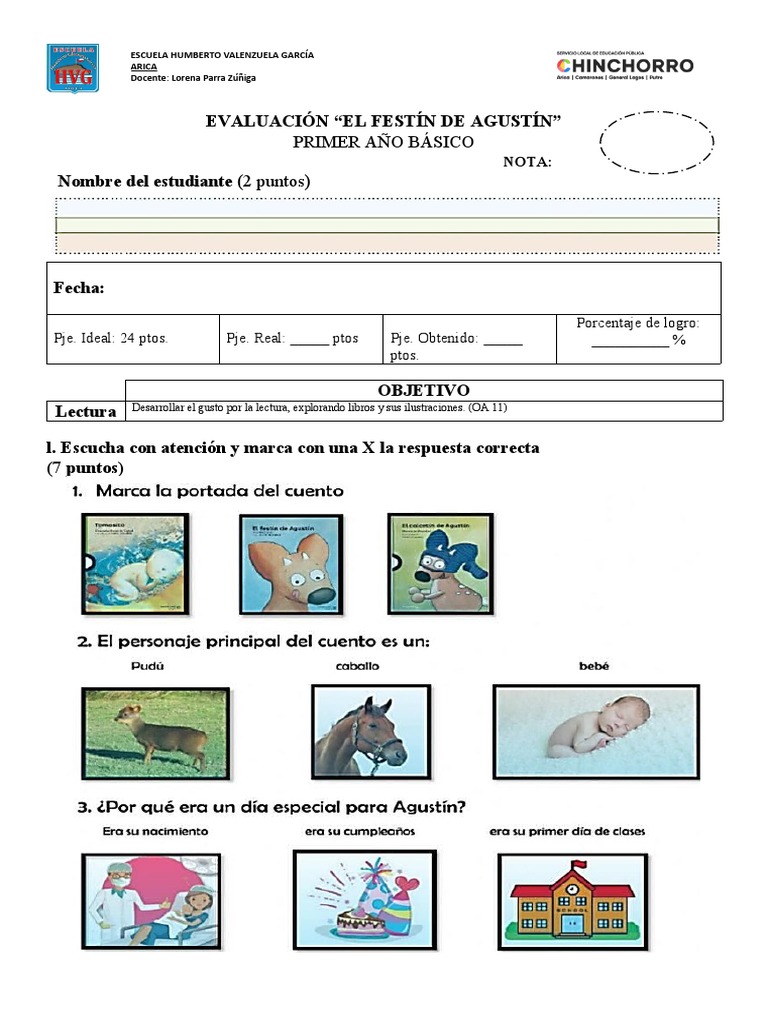 Evaluación El Festin de Agustin | PDF