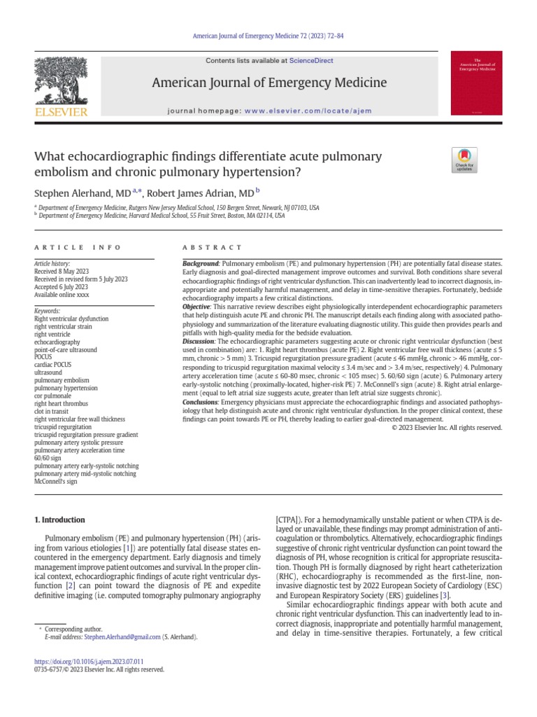 Stephen Alerhand What Echocardiographic Findings | PDF | Ventricle ...