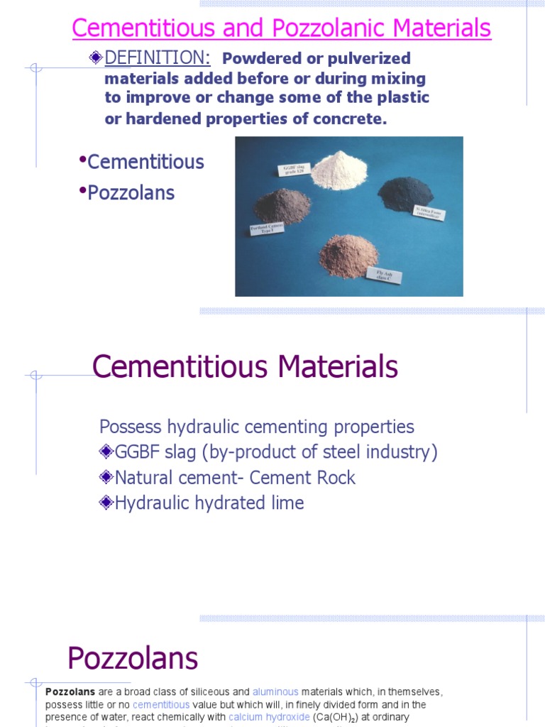 Cementitious & Pozzolanic Materials Guide | PDF | Home & Garden